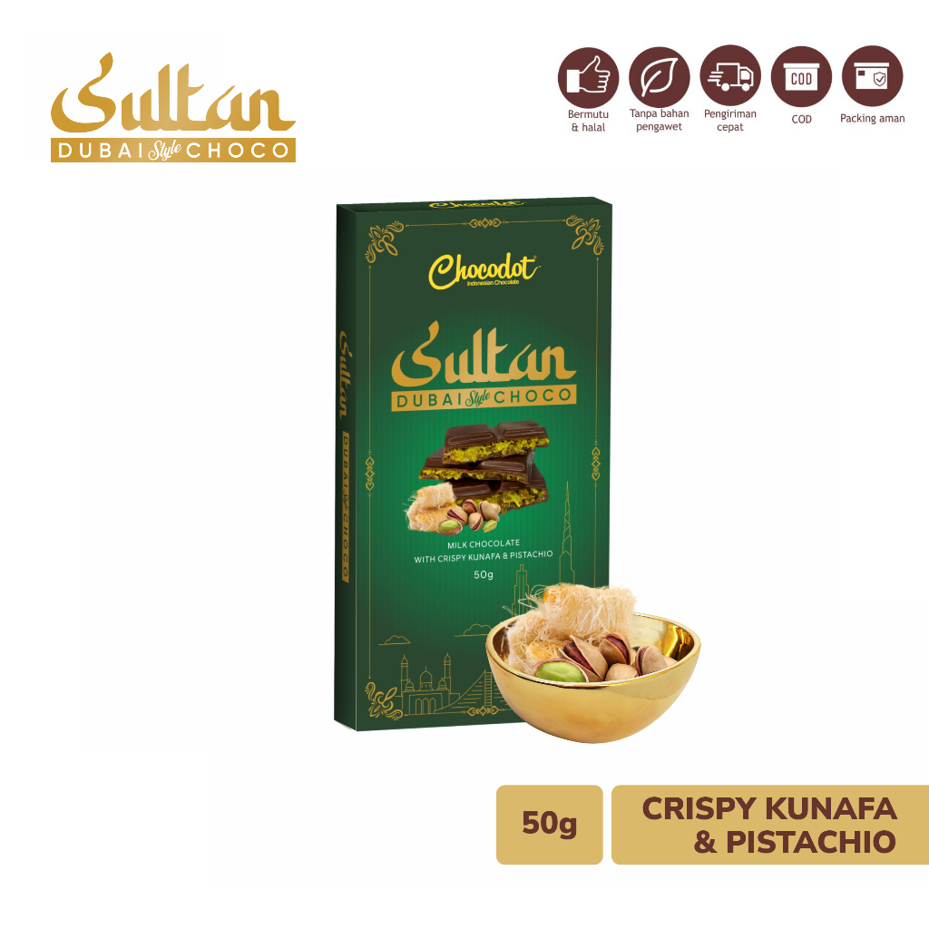Jual Chocodot - Coklat Sultan Dubai Style Choco Milk Chocolate Premium with Crispy Kunafa ...