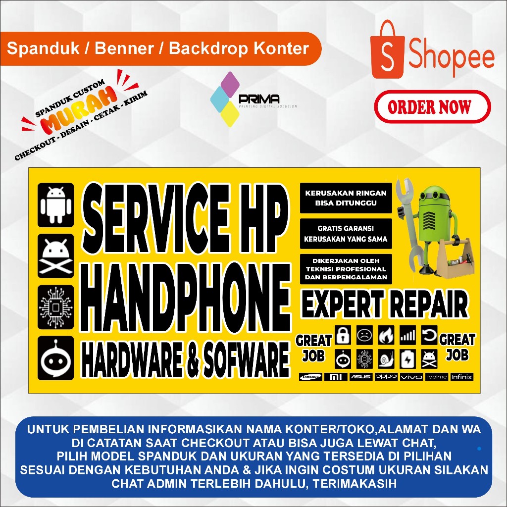 Jual SPANDUK BANNER SERVICE HP / CETAK SPANDUK SERVICE HP BISA CUSTOM ...
