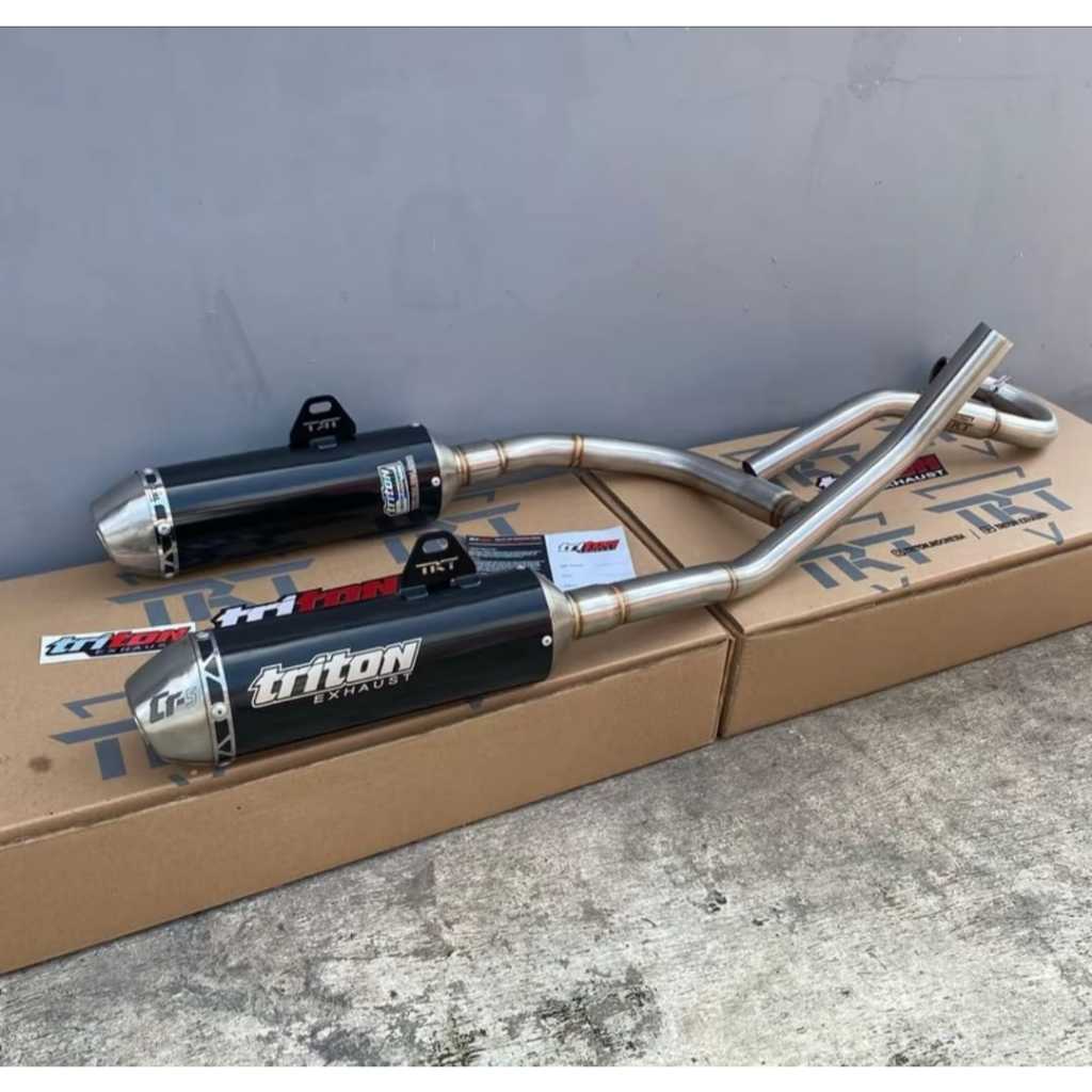 Jual Knalpot Double Muffler CRF 150 L, KLX 150, WR155, Dtracker Original Triton Exhaust type Cr ...