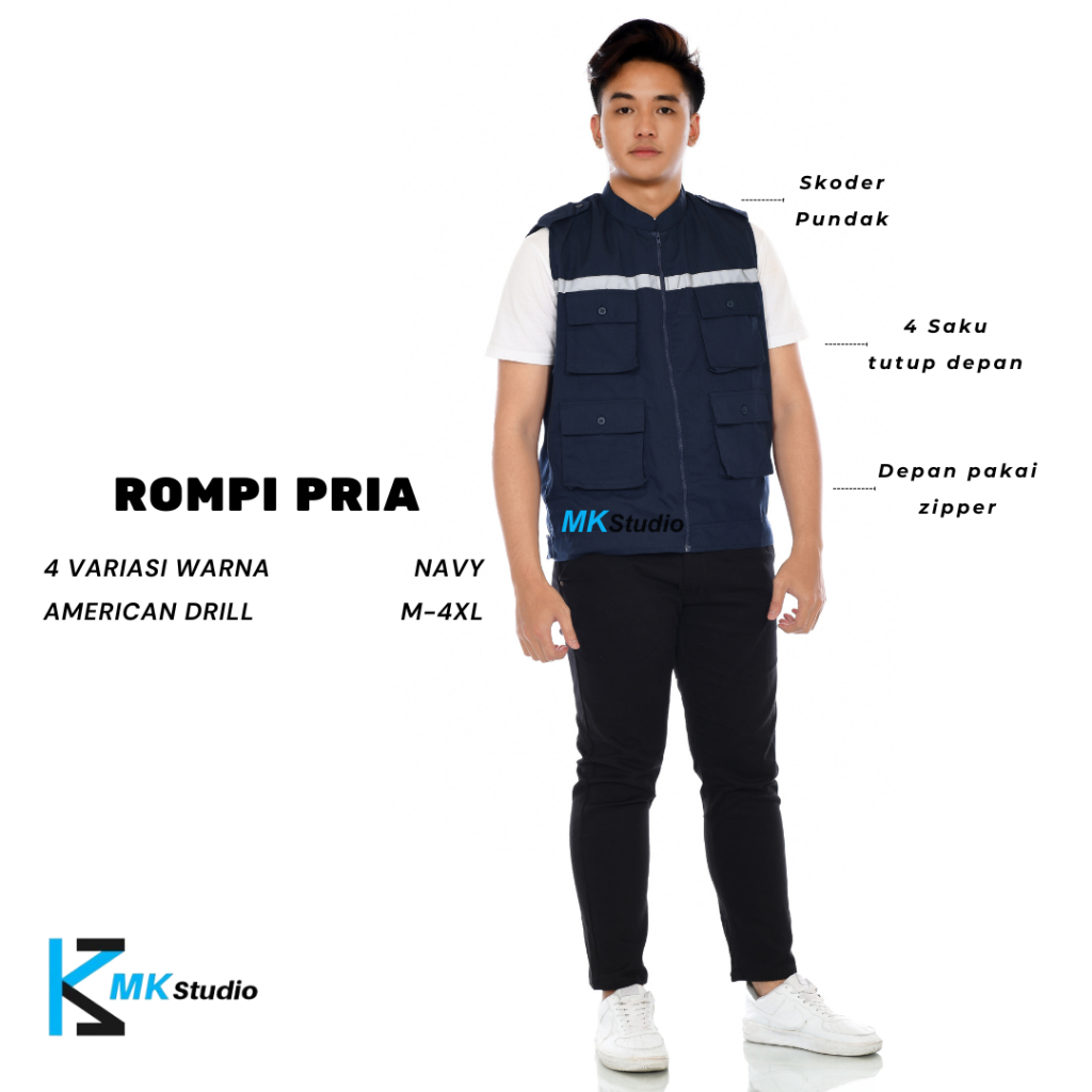 Jual Rompi murah/Rompi kerja custum bordir/Rompi kerja tambah bordir ...