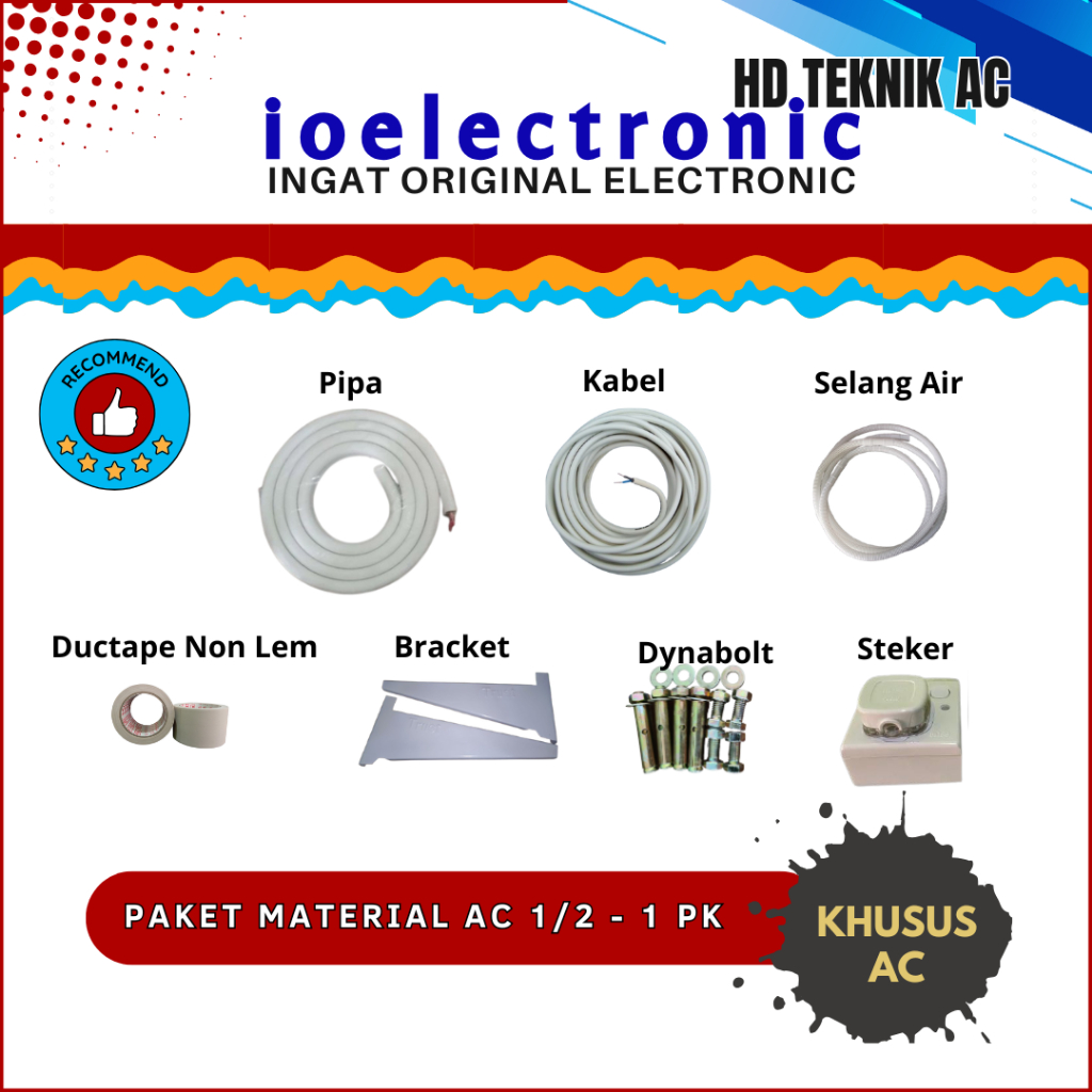 Jual PAKET MATERIAL AC BARU 1/2 PK - 1 PK LENGKAP (PIPA RME PRO 1/4 + 3 ...