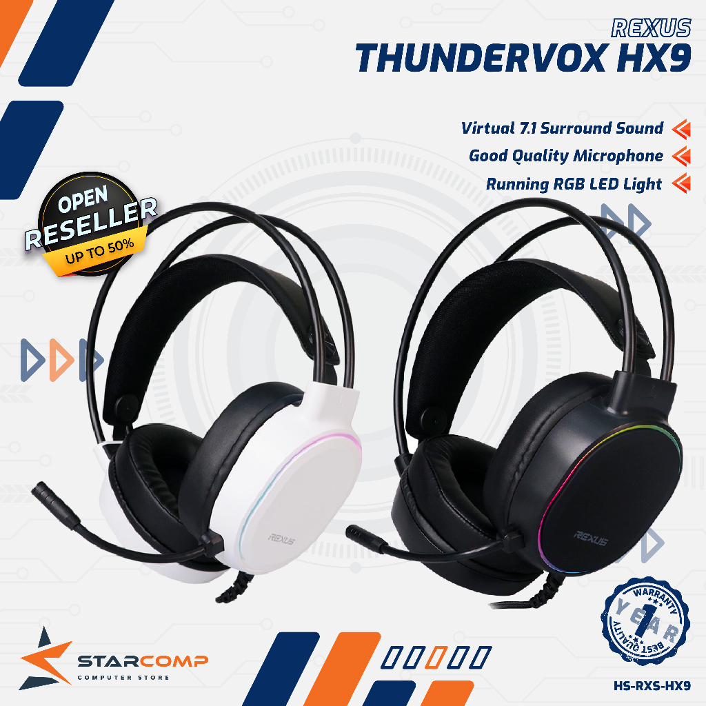 Jual Rexus HX9 Headset Gaming 7.1 USB Single Jack HX-9 Thunderfox RGB ...