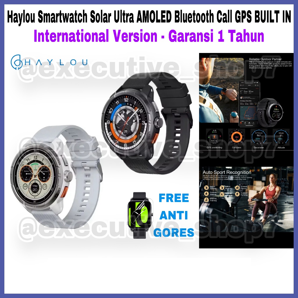 Jual Haylou Smartwatch Solar Ultra AMOLED Bluetooth Call GPS BUILT IN ...