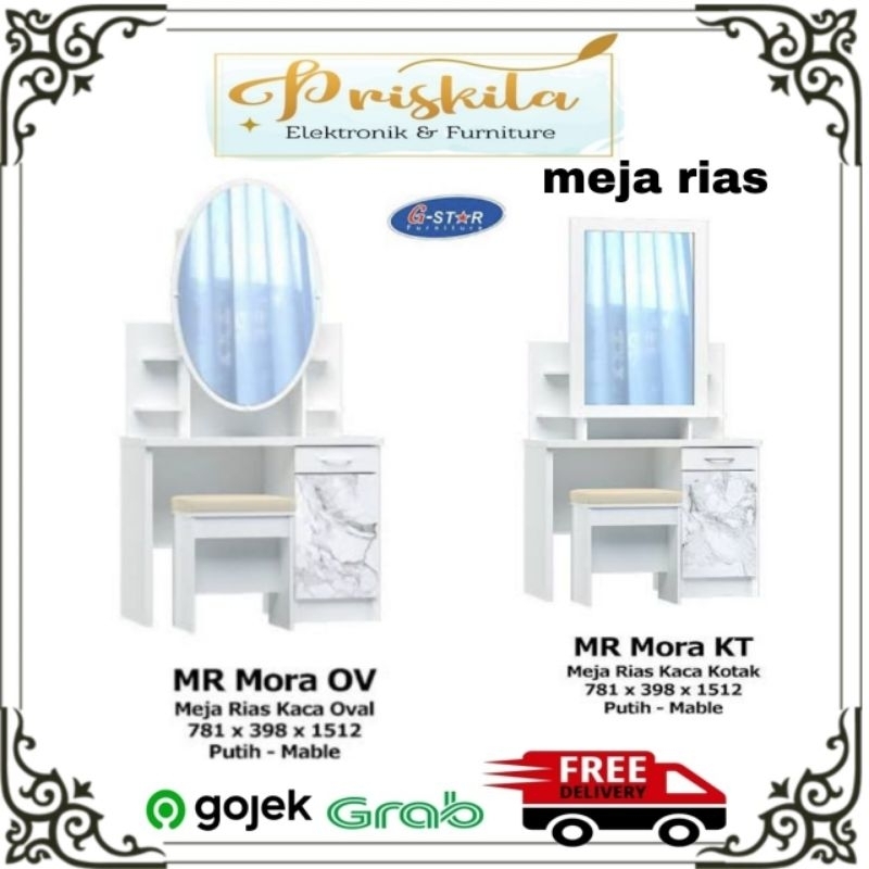 Jual Meja rias Mora kotak / meja rias Mora oval / meja rias putih ...