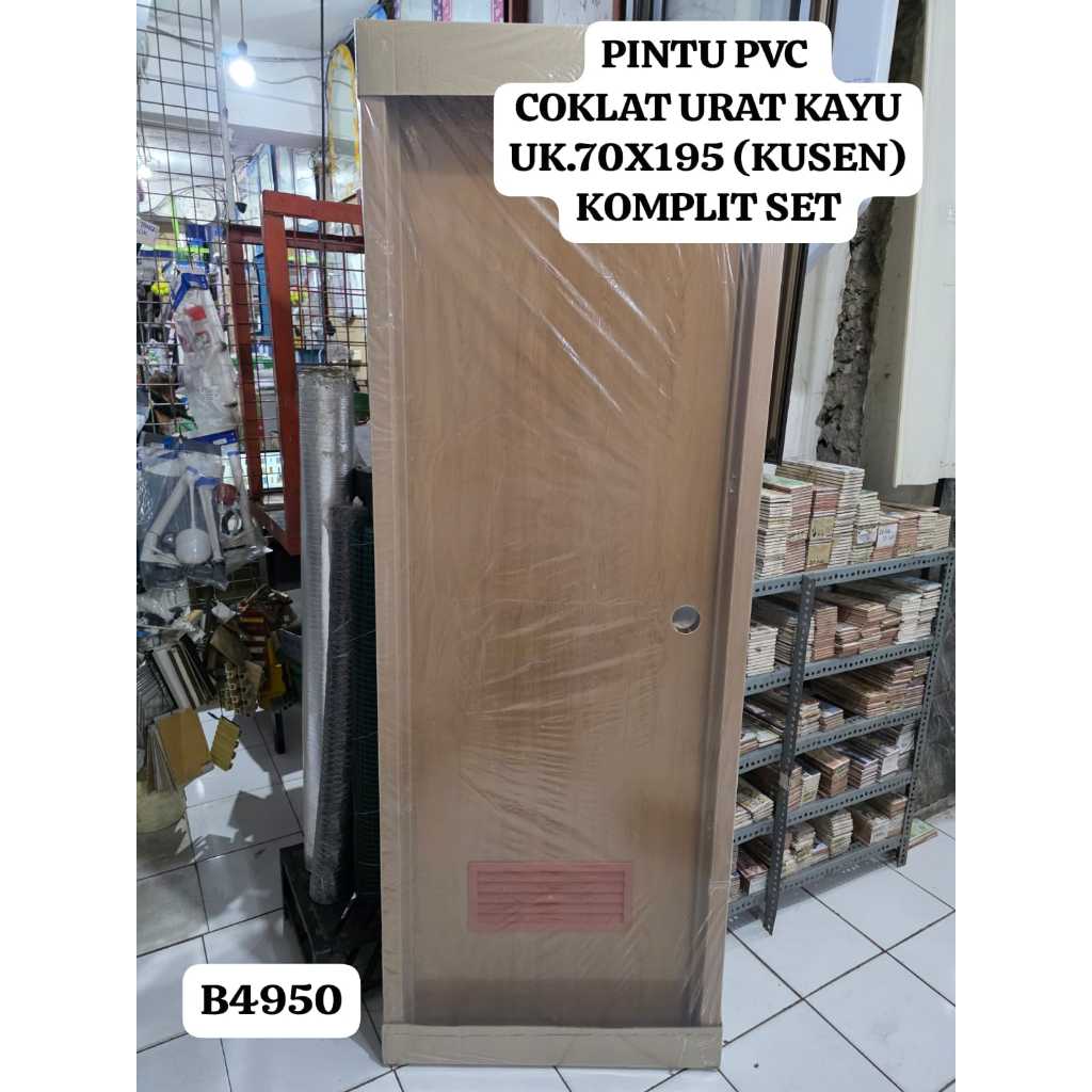 Jual PINTU PVC JALUSI COKLAT URAT KAYU UK.70X195 FULL SET PINTU KAMAR ...
