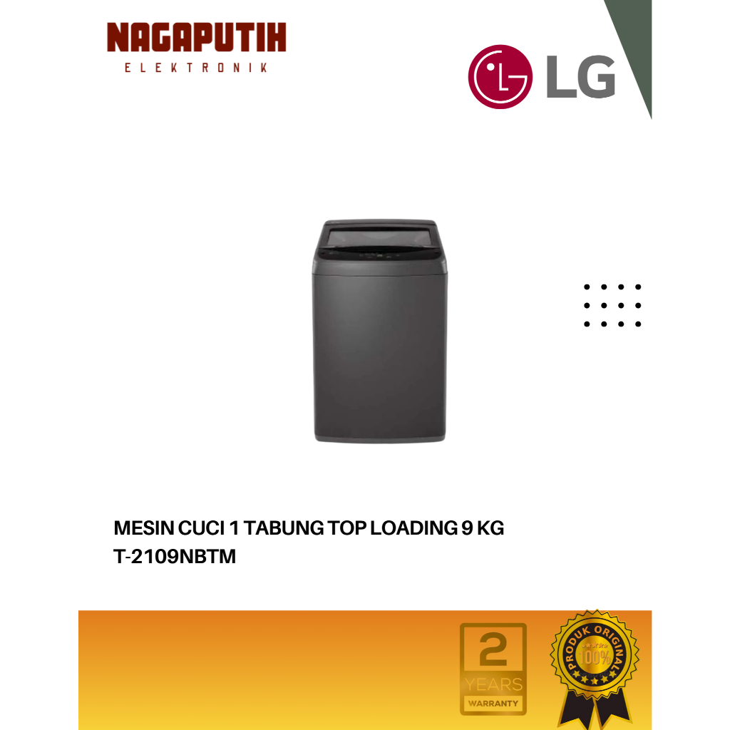 Jual LG Mesin Cuci 1 Tabung Top Loading 9 Kg T-2109NBTM Garansi Resmi ...