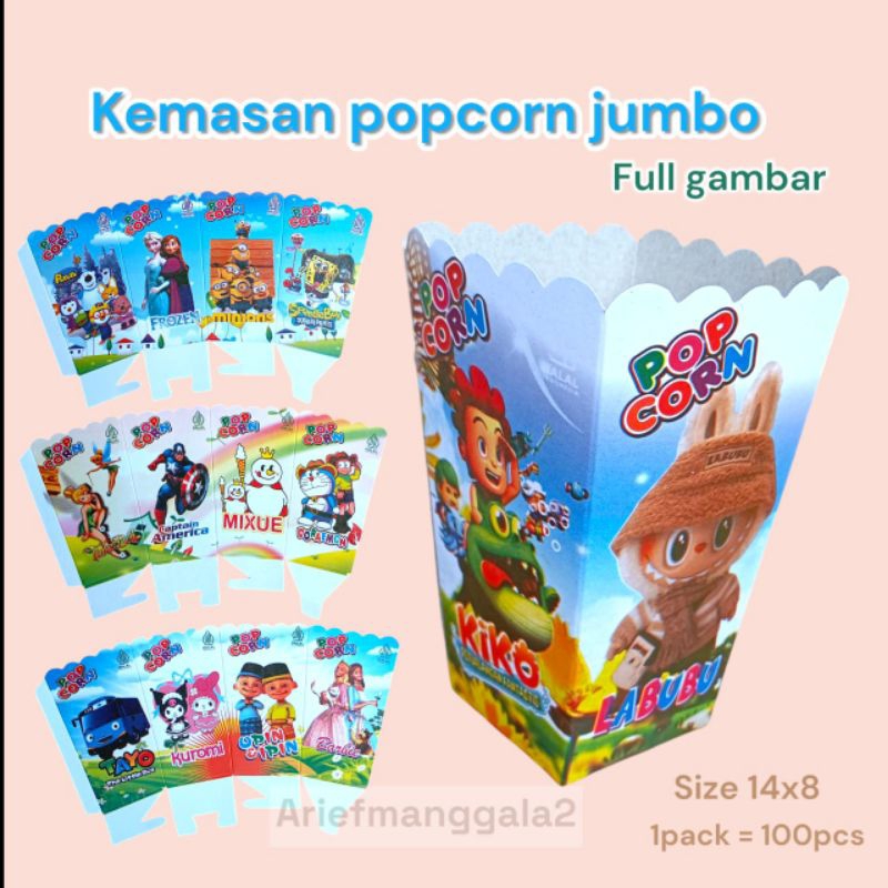 Jual @100pcs kertas bungkus popcorn besar /kemasan popcorn jumbo uk ...