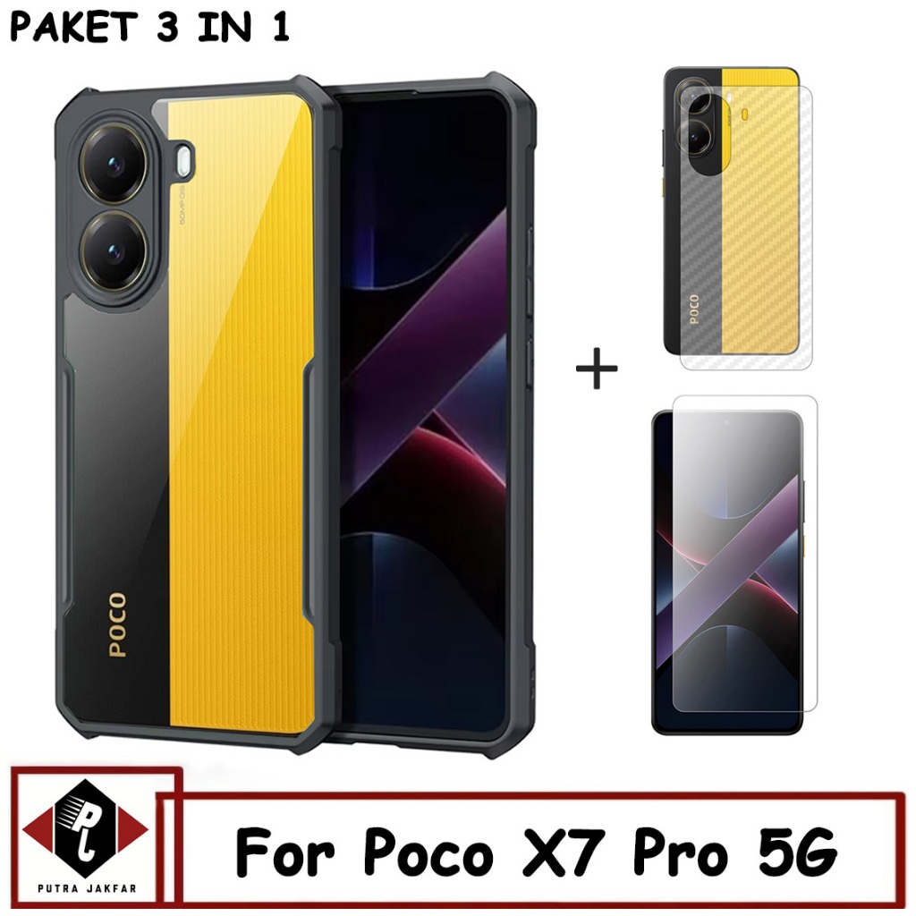 Jual Paket 3in1 Casing Transparan Poco X7 Pro 5G Free Tempered Glass ...