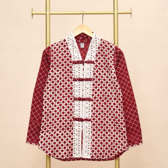 Jual Atasan Batik Wanita A1153 ALANA Maroon | Shopee Indonesia