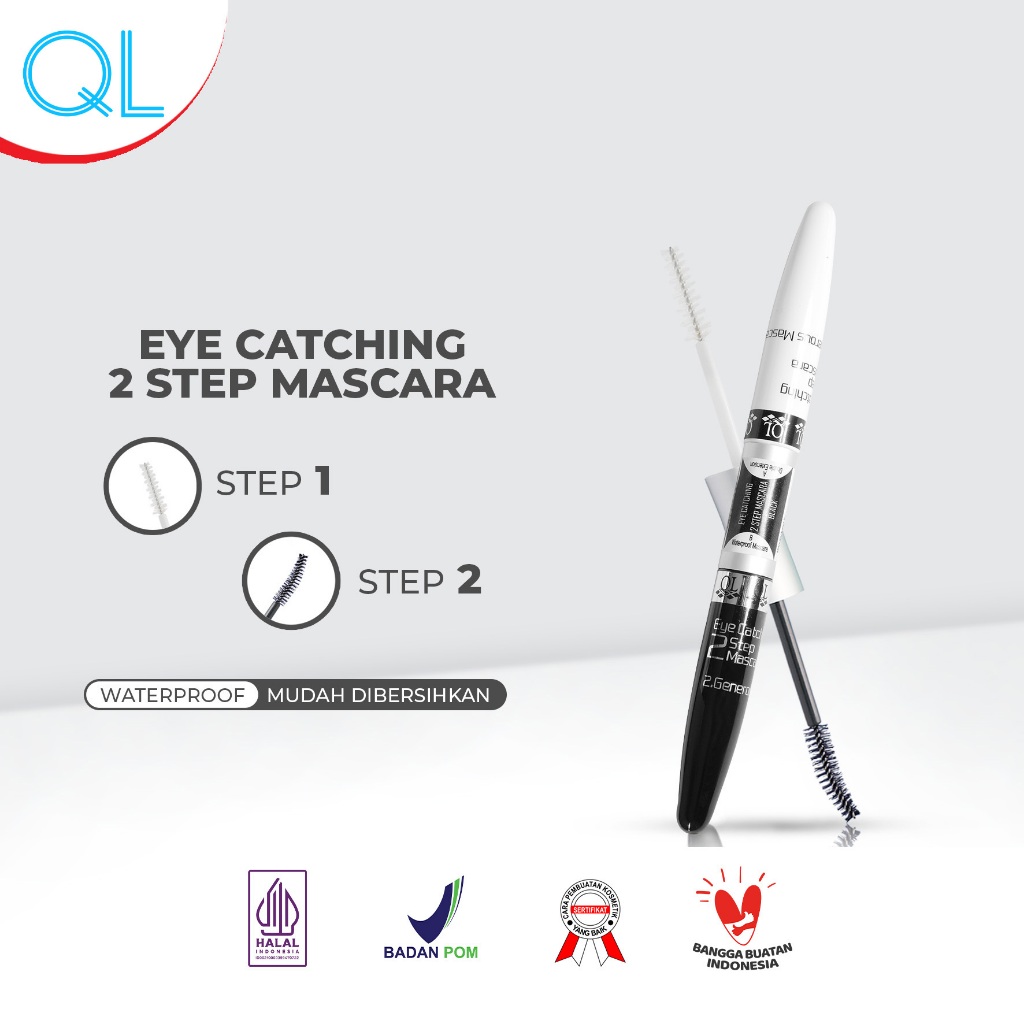 Jual QL Cosmetic Eye Catching 2 Step Mascara Double Extention - 12 ML ...