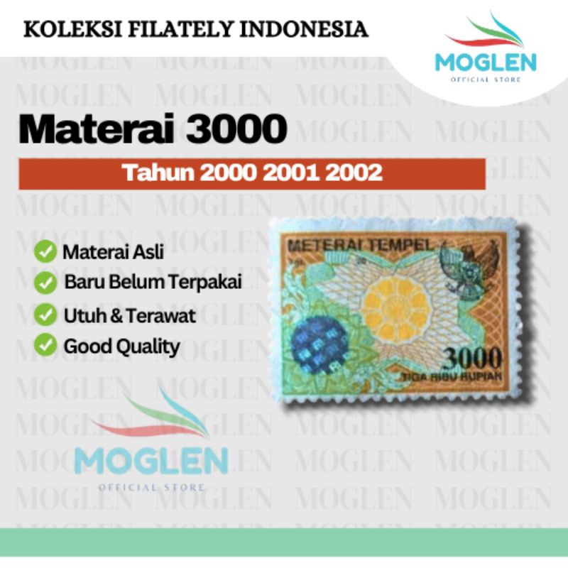 Jual Materai 3000 Tahun 2001 2002 Perangko Matrai Tempel Asli Original ...