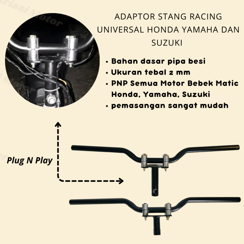 Jual Adaptor Costume Dudukan Stang Motor Matic Bebek Yamaha Mio S Z M3 ...