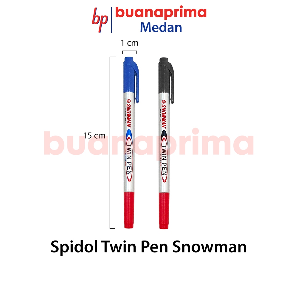 Jual Spidol TWIN PEN KECIL SNOWMAN 2 Sisi Hitam Biru Merah Pen Marker ...