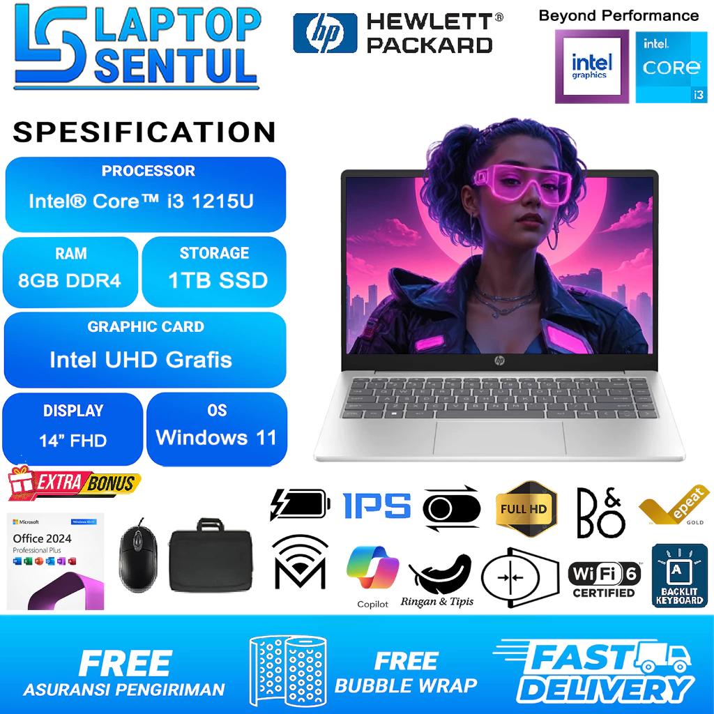 Jual Laptop Baru HP 14 EP0557TU Intel Core i3 1215U Ram 16GB 1TB SSD ...