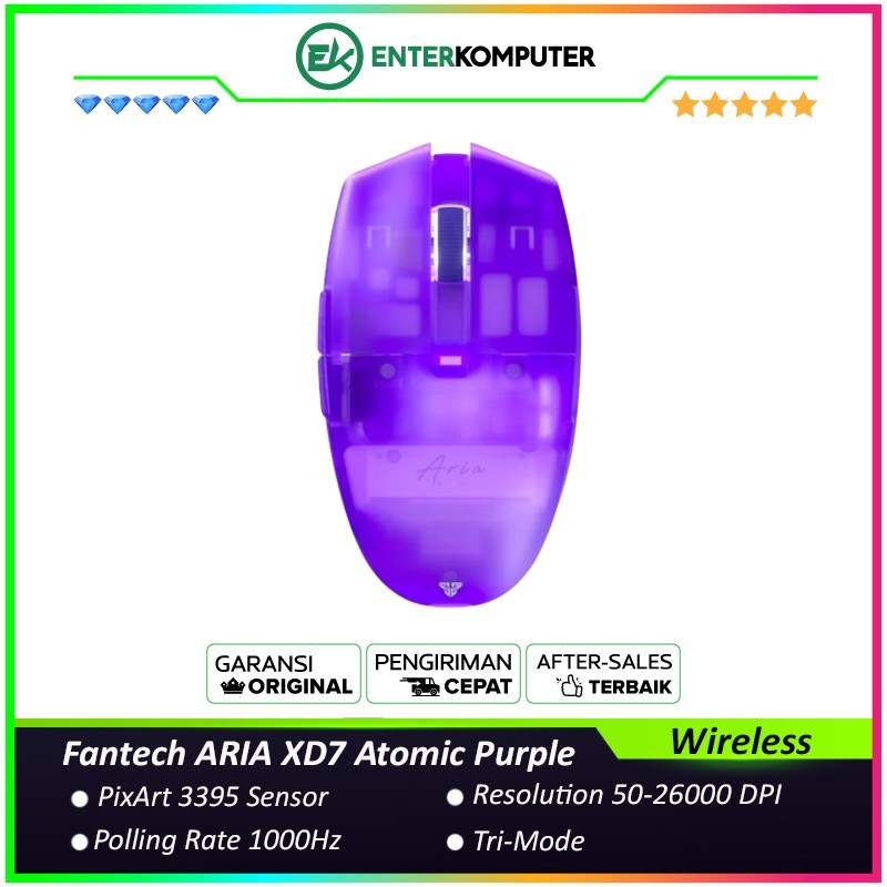 Jual Fantech ARIA XD7 Atomic Purple Wireless Gaming Mouse | Shopee Indonesia