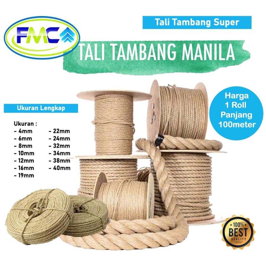 Jual Tali Tambang Manila Roll Ukuran 12mm 14mm 16mm 19mm 22mm 24mm ...