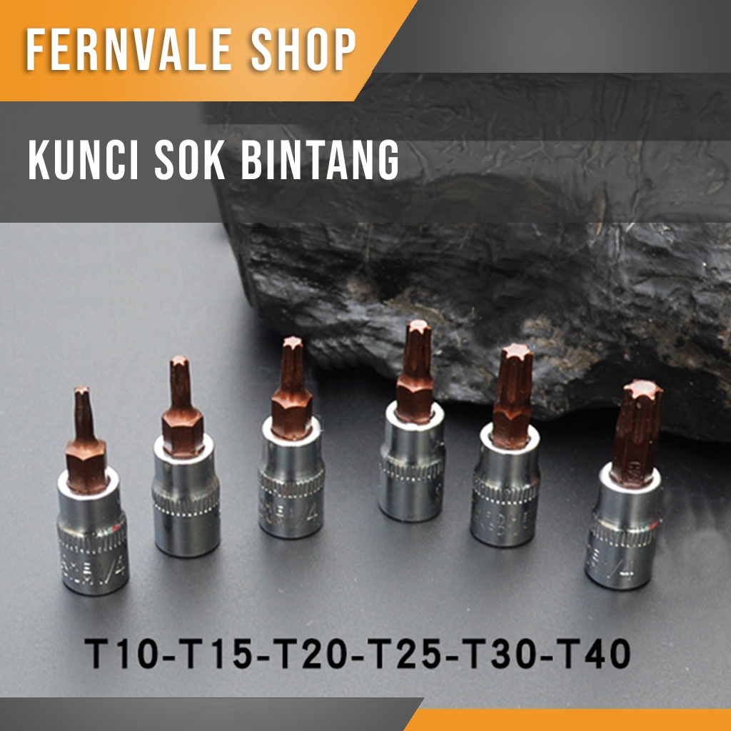 Jual Mata Kunci Shock Bintang 1/4" T10,T15,T20,T25,T30,T40 Torx Star ...
