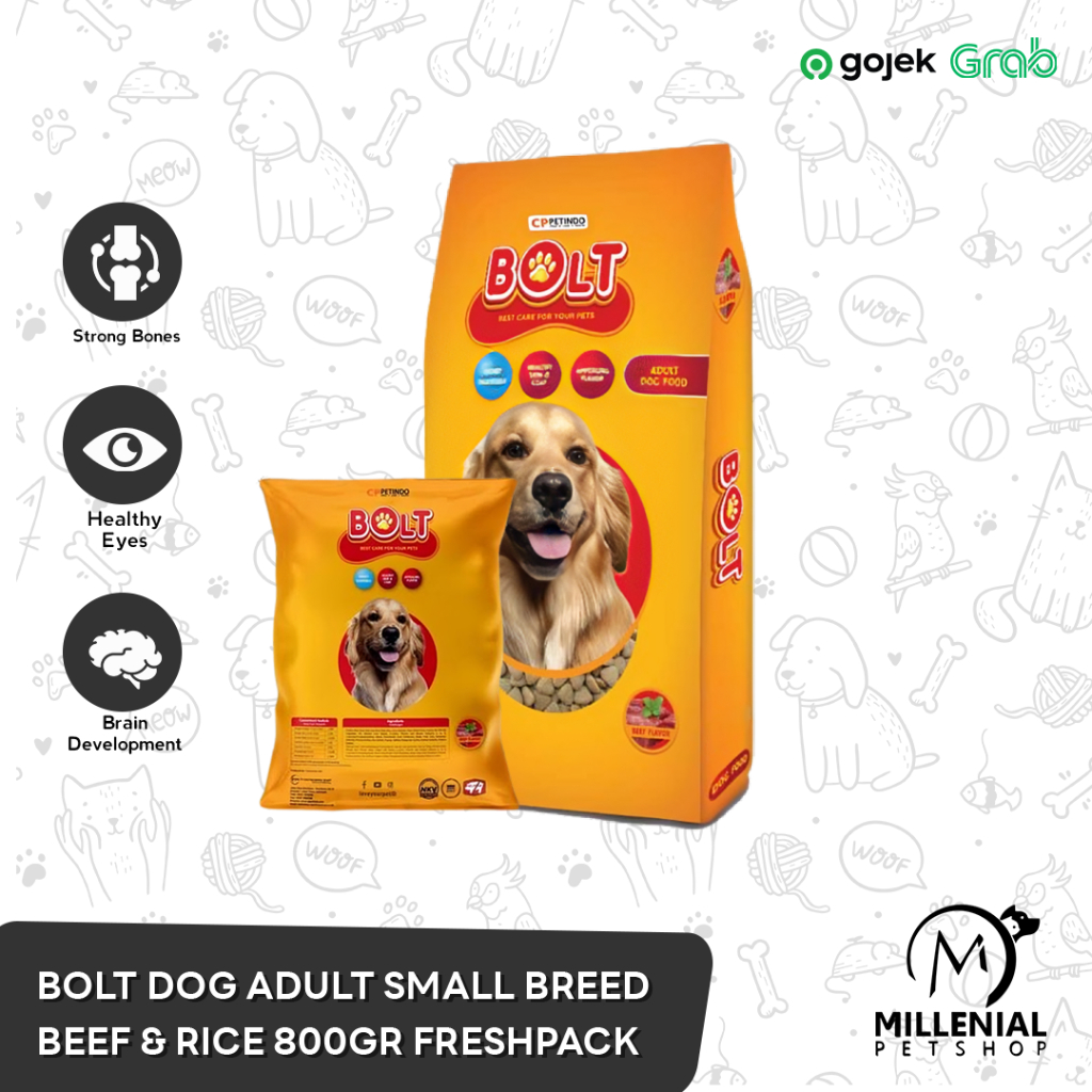 Jual Bolt Dog Small Breed Beef & Rice Dry Food Adult Makanan Anjing ...