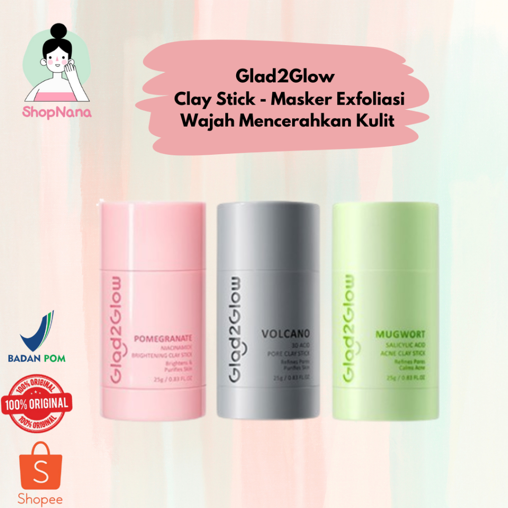 Jual Glad2GLow - Pomegranate Mugwort Volcano Clay Stick - Masker ...