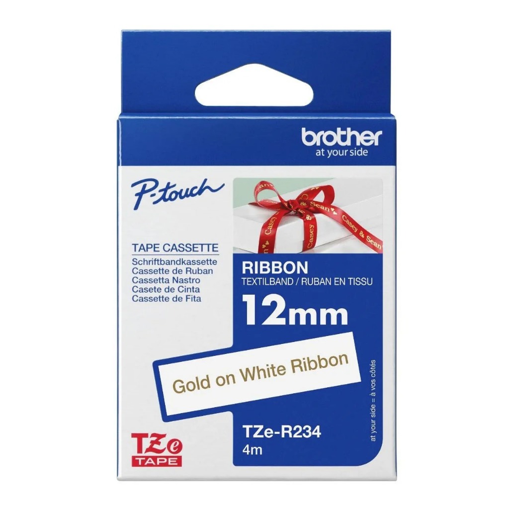 Jual Brother Label Tape TZE-R234 Gold on White Ribbon Tape Laminated Tapes 12mm - Original ...
