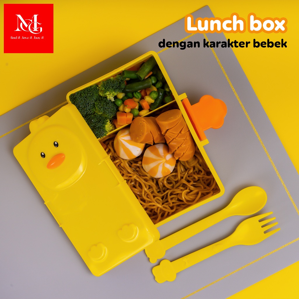 Jual Tempat Makan / Lunch Box Kotak Makanan Motif Bebek Smiley Duck ...
