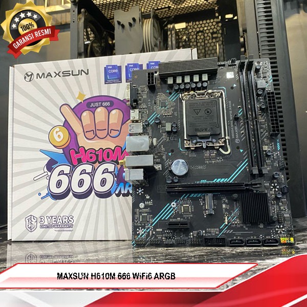 Jual MAXSUN H610M 666 WiFi6 ARGB | Motherboard Intel H610m LGA1700 DDR4 ...
