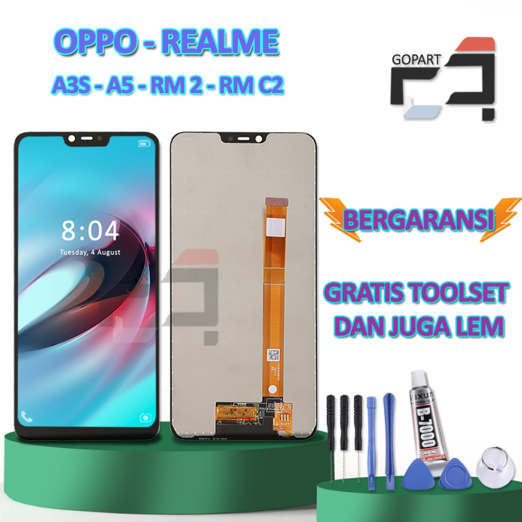 Jual LCD OPPO A3S / OPPO A3S CPH1803 CPH1853 / OPPO A5 / REALME 2 / REALME C1 FREE TOOLSET + LEM ...