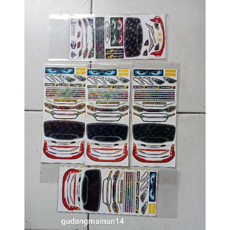 Jual 5Pasang/Set Isi 10pc Sticker Variasi Miniatur Bus Basuri Telolet ...