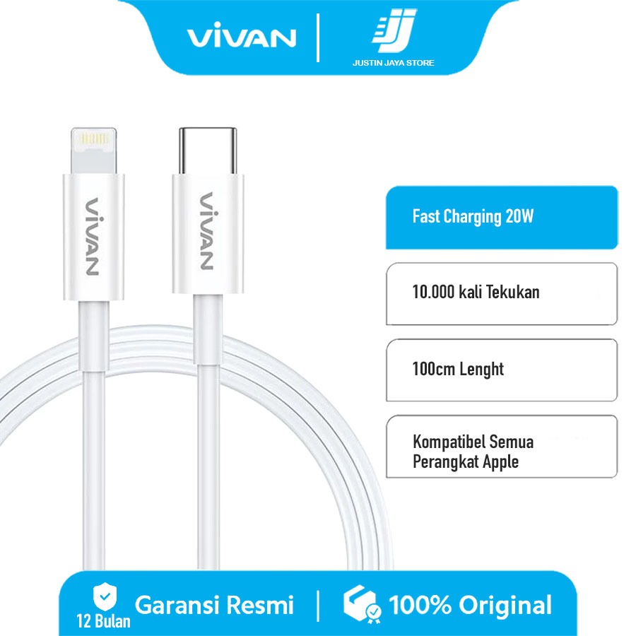 Jual VIVAN Kabel Type C to iPhone 20W Fast Charging Power Delivery ...