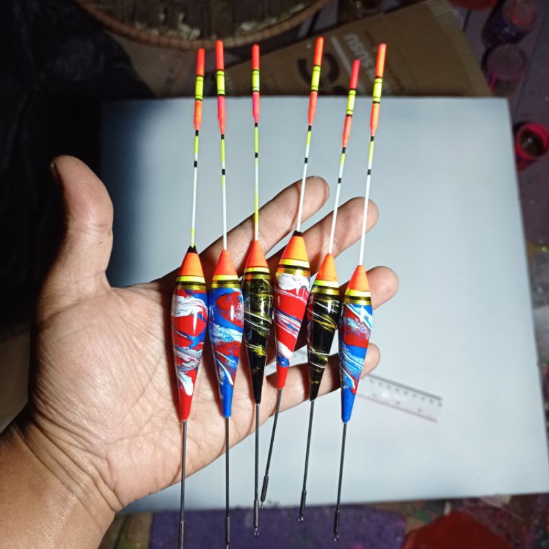 Jual { isi 3pcs } Pelampung pancing Antibadai starlite 21cm & 16cm kayu ...