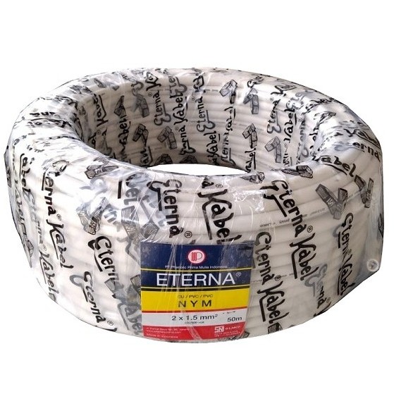 Jual Kabel Listrik Kawat Tembaga Eterna NYM 2x1,5 mm 1 Roll 50 Meter | Shopee Indonesia