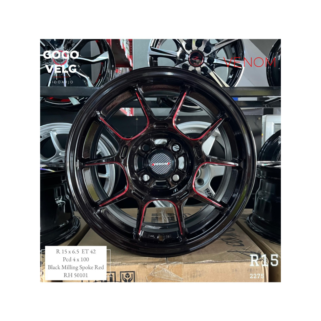 Jual Velg Mobil R15 Venom VN1 PCD 4X100 lebar 6,5 ET 42 Ring 15 Brio ...