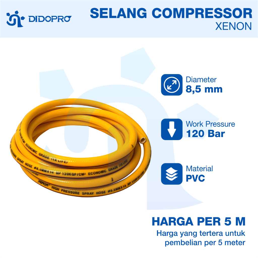 Jual XENON 5 Meter Selang Kompresor Kuning- High Pressure Spray Hose ...