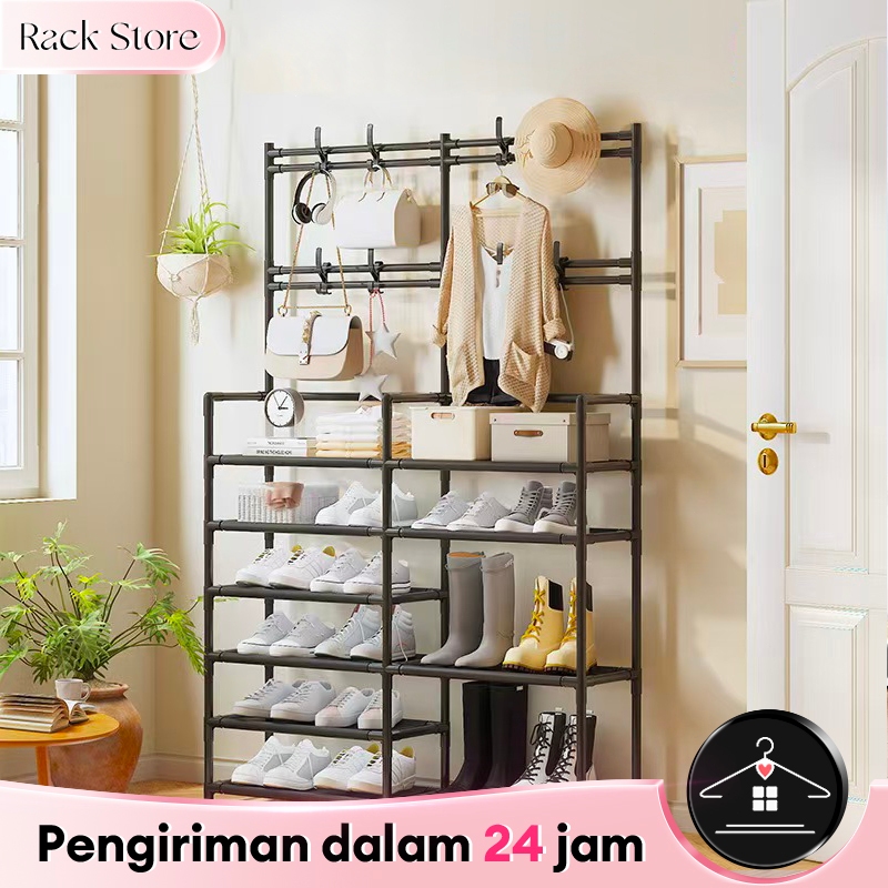 Jual Rak Gantung Baju Multifungsi Topi Tas Stand Hanger sepatu rak ...