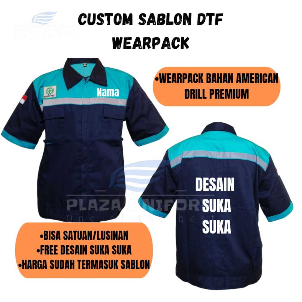Jual Custom Sablon DTF Satuan Wearpack Bahan American Drill Premium ...