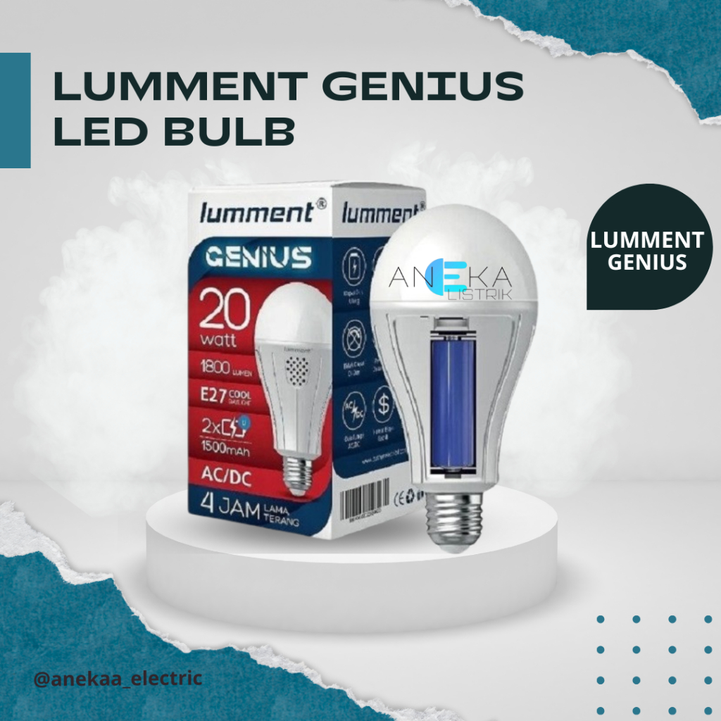 Jual Lampu LED AC/DC Lumment Genius 7W 10W 15W 20 Watt Bohlam Darurat ...