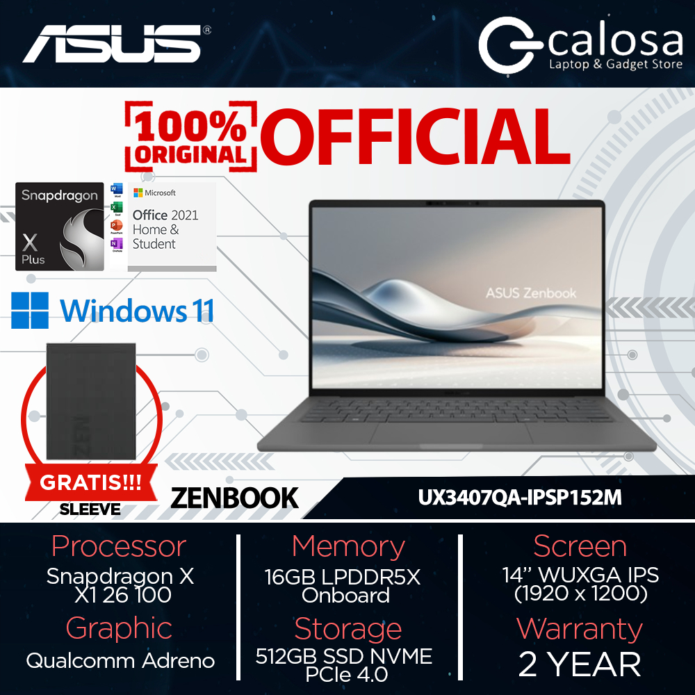 Jual Asus Zenbook A14 UX3407QA Snapdragon X X1 26 100 16GB 512GB SSD ...