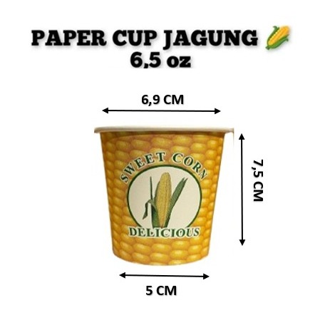 Jual Paper cup jagung 6.5oz jasuke motif jagung 1slop isinya 50pcs ...