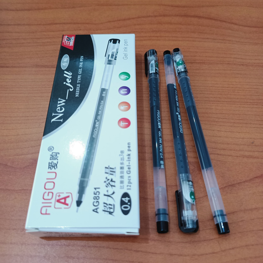 Jual (1 PACK=12PCS) Bolpen / Pulpen NEW GEL Apel AIGOU Original 0.4 ...