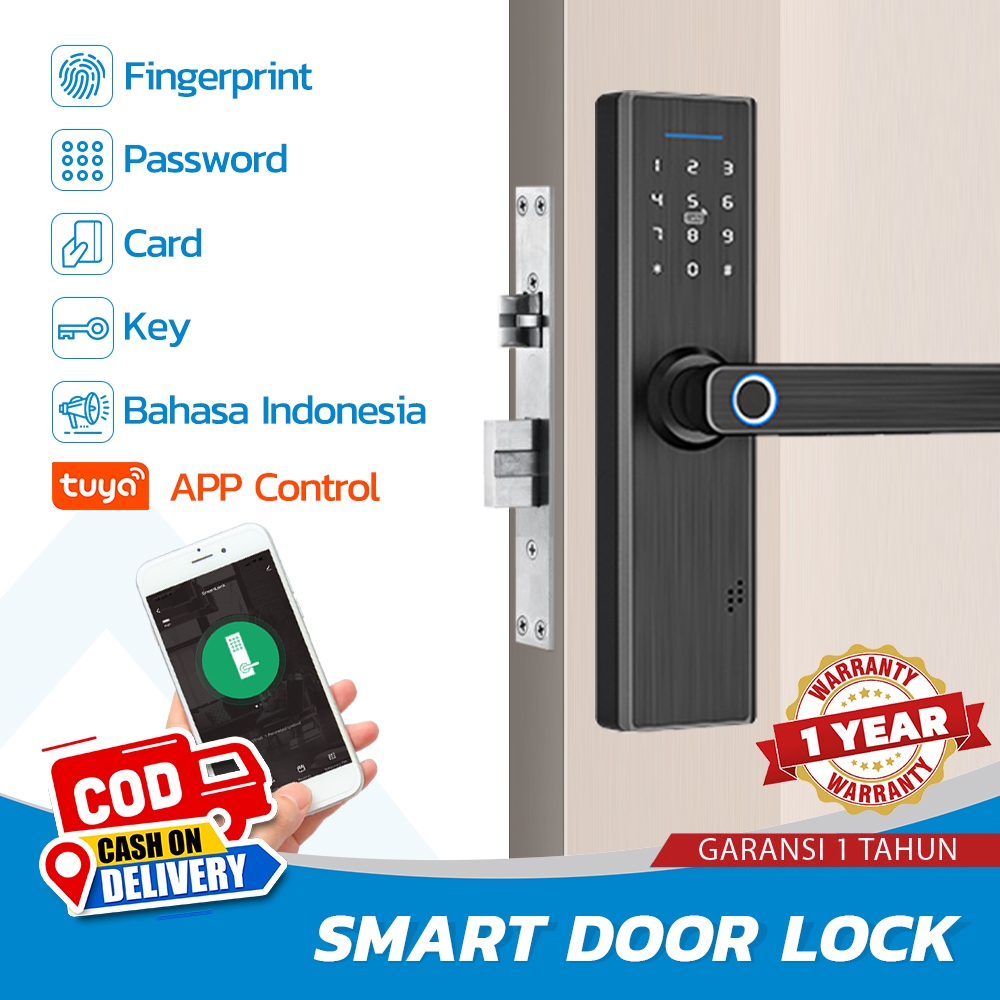 Jual Kunci Pintu Pintar Handle Sidik Jari Password Kunci Pintar Kontrol App Smart Door Lock ...