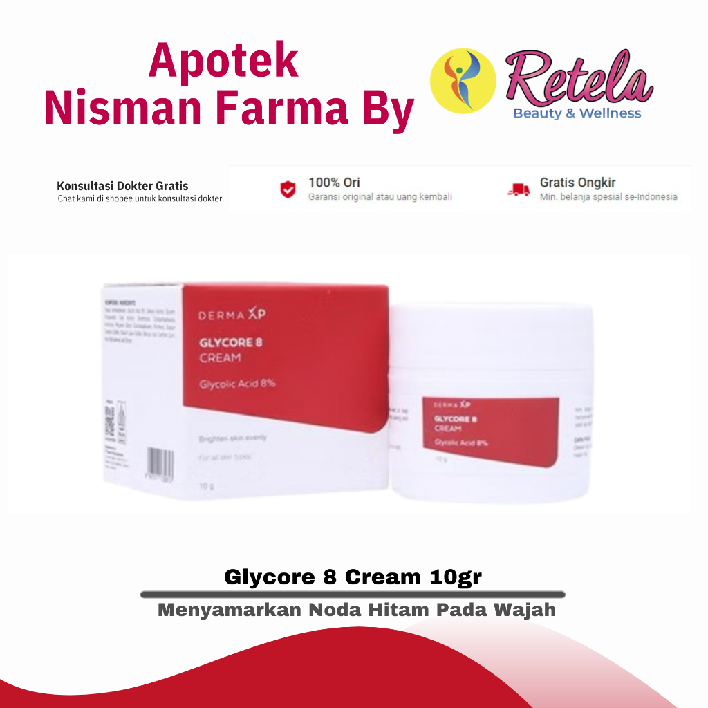 Jual Glycore 8 Cream 10gr / Menyamarkan Noda Hitam Pada Wajah | Shopee ...
