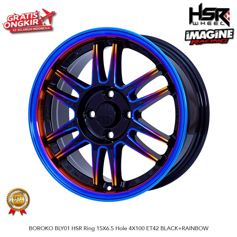 Jual Velg racing Hsr Boroko Bly01 ring 15 pcd 4x100 brio sigra agya mobilio | Shopee Indonesia