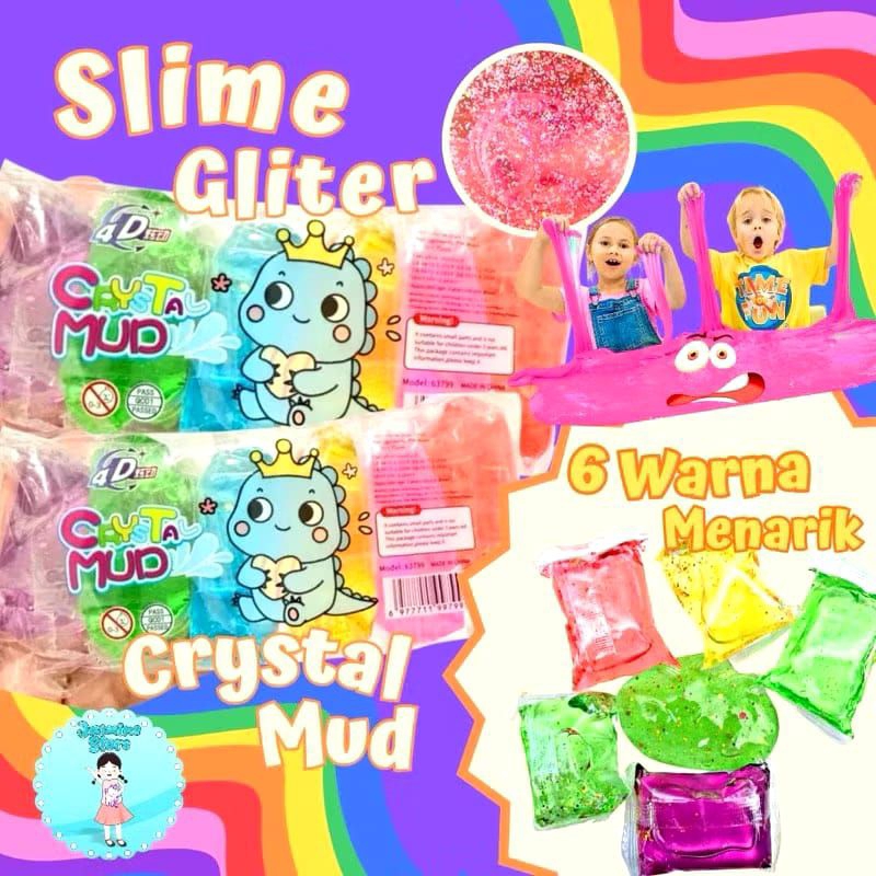 Jual SLIME GLITTER CRYSTAL MUD SLIME ISI 6PCS | Shopee Indonesia