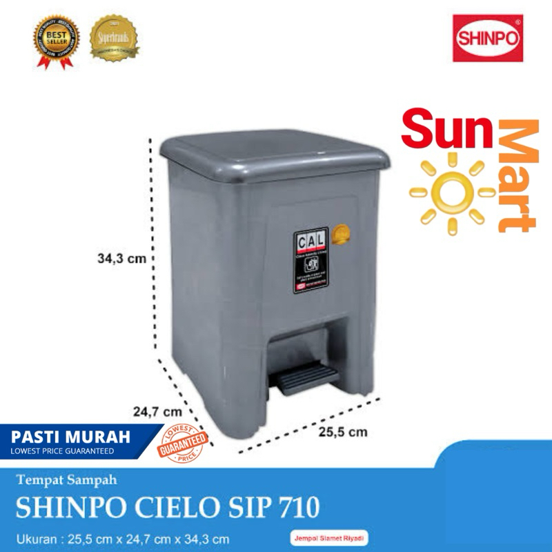Jual TERMURAH!! Shinpo 710 Tempat Kotak Sampah Plastik Injak I Segi 10 Liter Cielo / Tempat ...