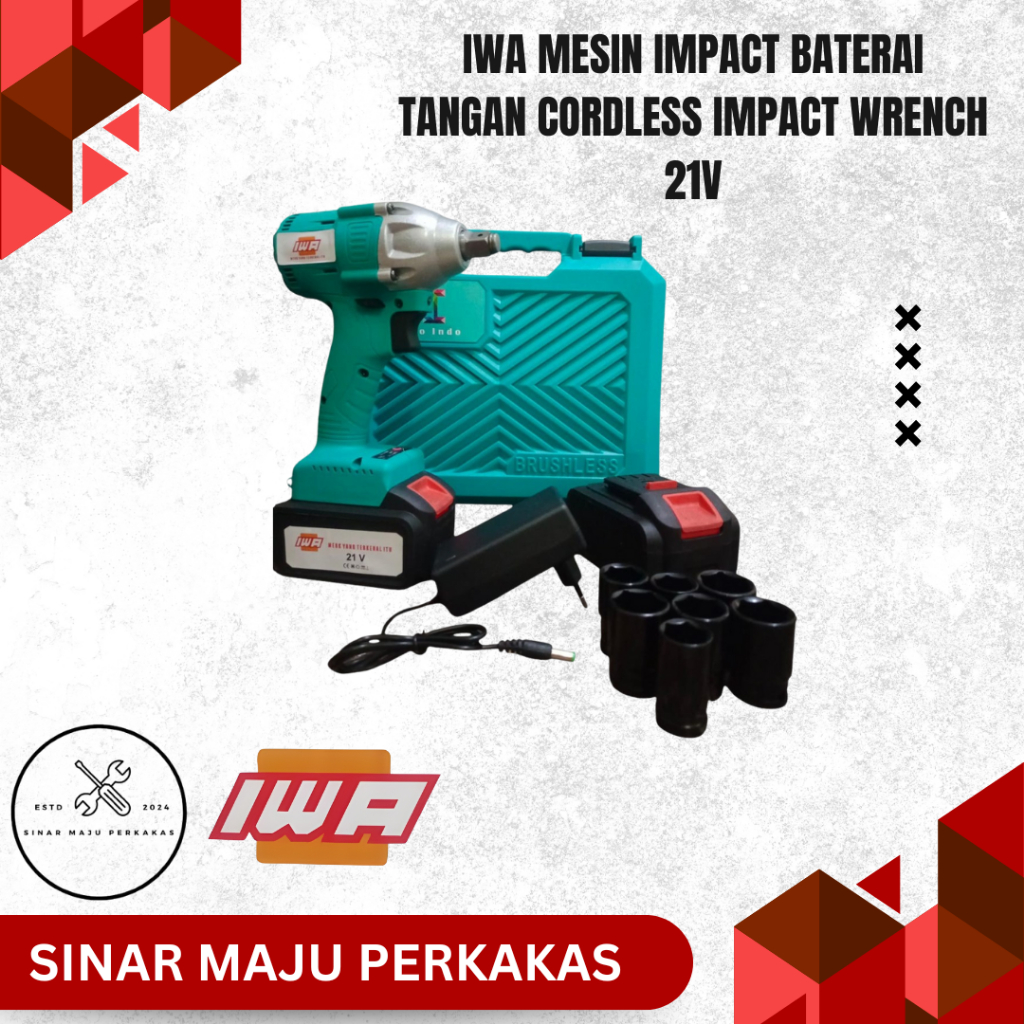 Jual iwa Mesin Impact Baterai Tangan Cordless Impact Wrench 21V ...