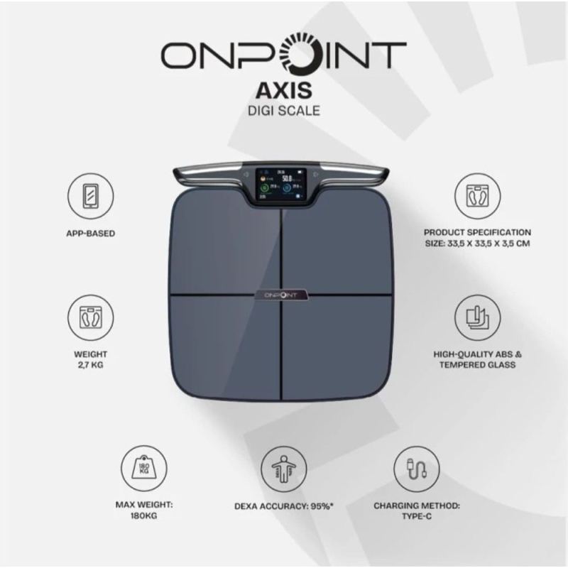 Jual ONPOINT AXIS Digi Scale Timbangan Badan BMI Body Muscle Fat Mass ...