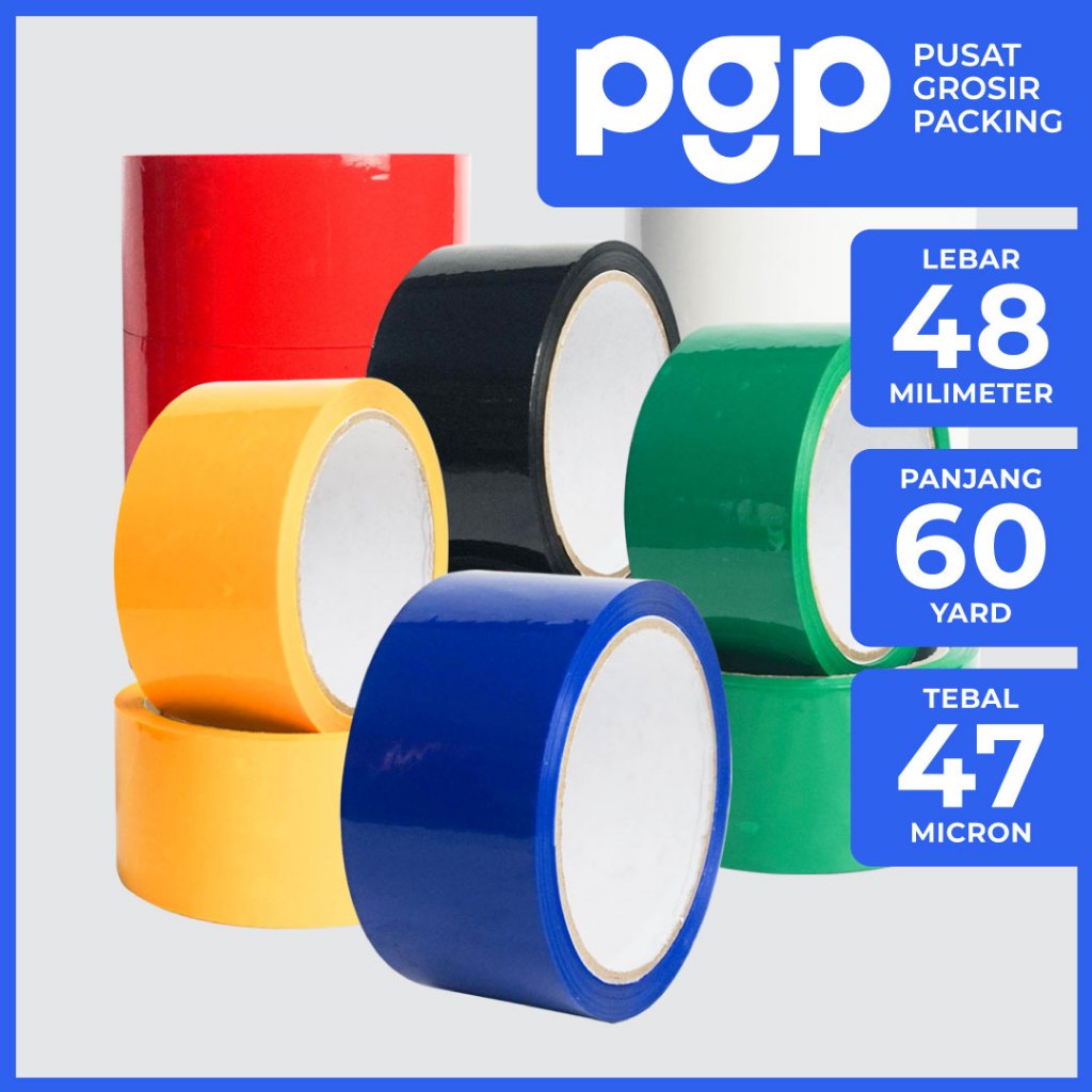 Jual Lakban Aneka Warna 48mm x 60 Yard | 1 Slop Isi 6 Pcs/Roll | Lakban ...