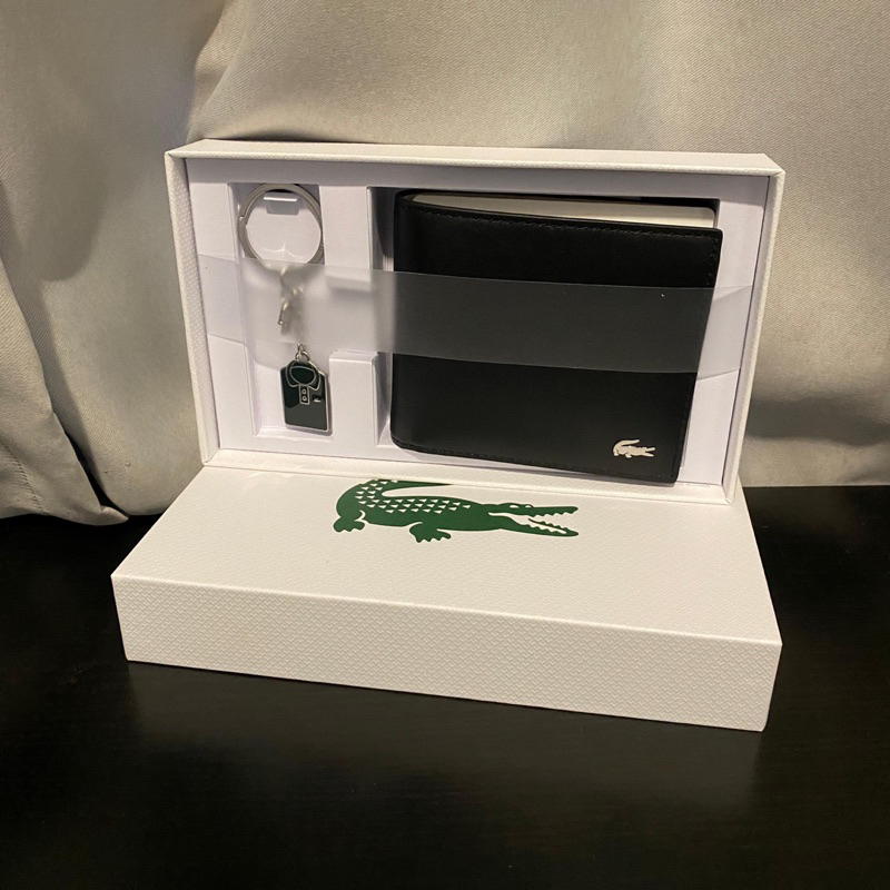 Jual Lacoste Gift set Bifold Leather wallet + Keychain / Dompet 100% Original | Shopee Indonesia