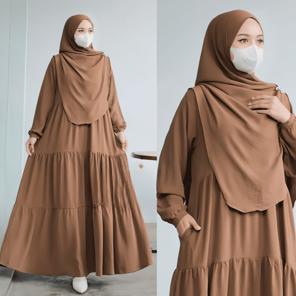 Jual Gamis Susun Crinkle Airflow | Gamis Canda 3 Susun busui friendly ...