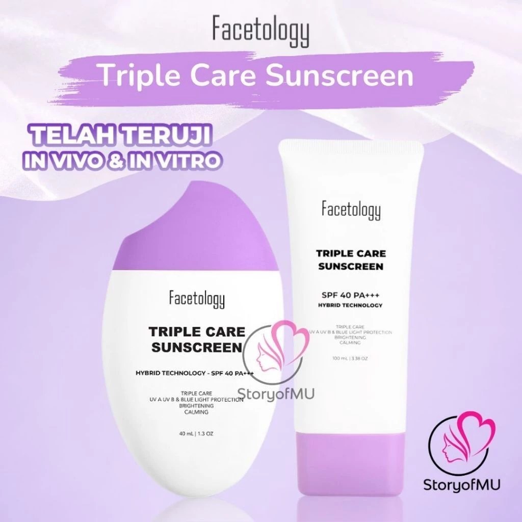 Jual Triple Care Sunscreen SPF 40 PA+++ 40ML / 100ML NON COMEDOGENIC ...